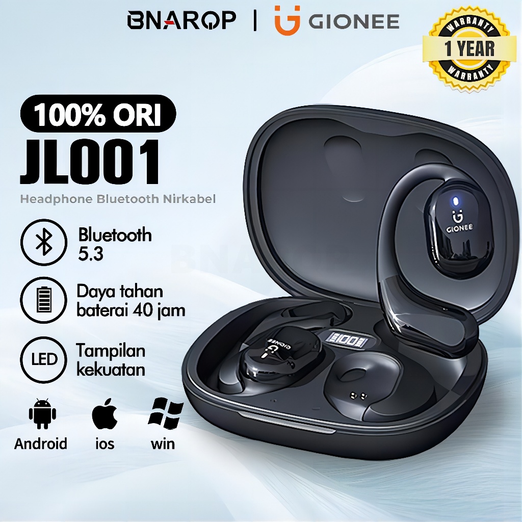 Jual 𝟭𝟬𝟬%𝗢𝗥𝗜 BNARQP x Gionee JL001 Headset Bluetooth V5.3 Open Ear TWS Earphone OWS Air ...
