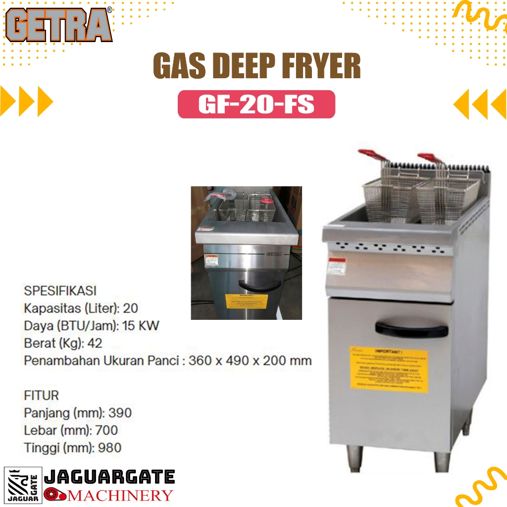 Jual GETRA Gas Deep Fryer GF-20-FS / Penggorengan Gas / GF20FS | Shopee Indonesia