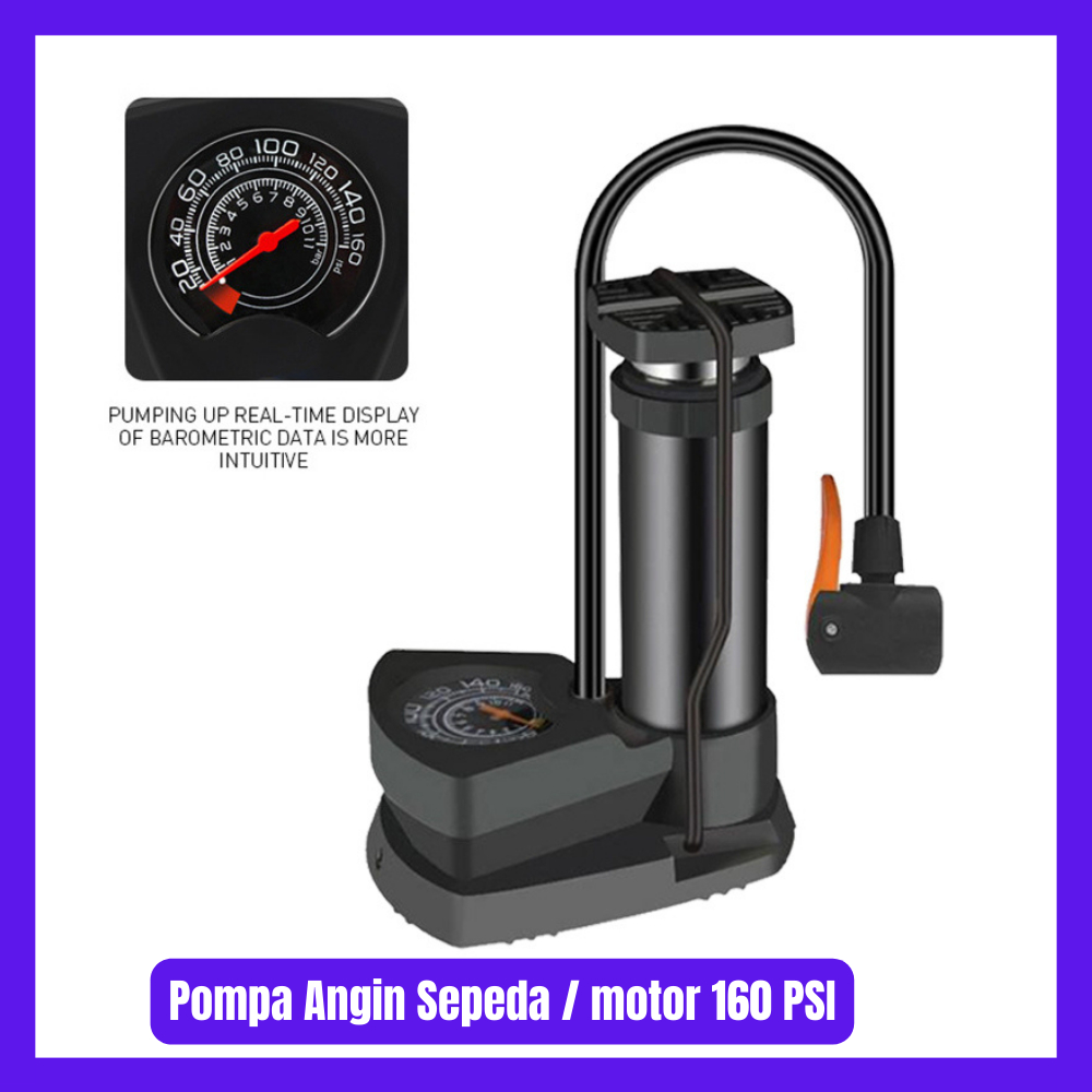 Jual Pompa Angin Sepeda Portable Pump 160 PSI with Gauge XUNTING Pompa ...