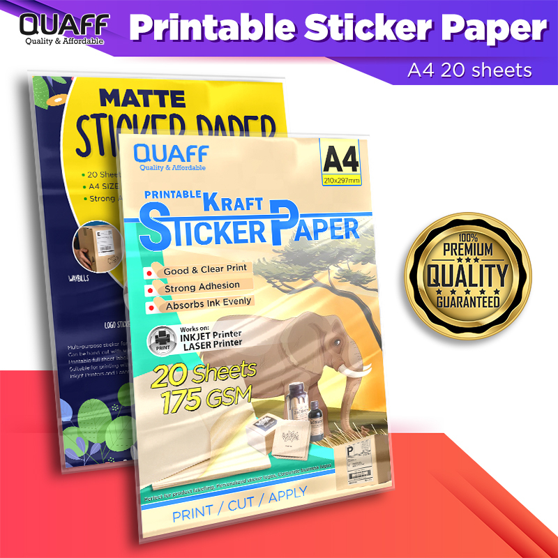 Jual Kertas Stiker Inkjet 175gsm Stiker Matte Ukuran A4 & Stiker Kraft ...
