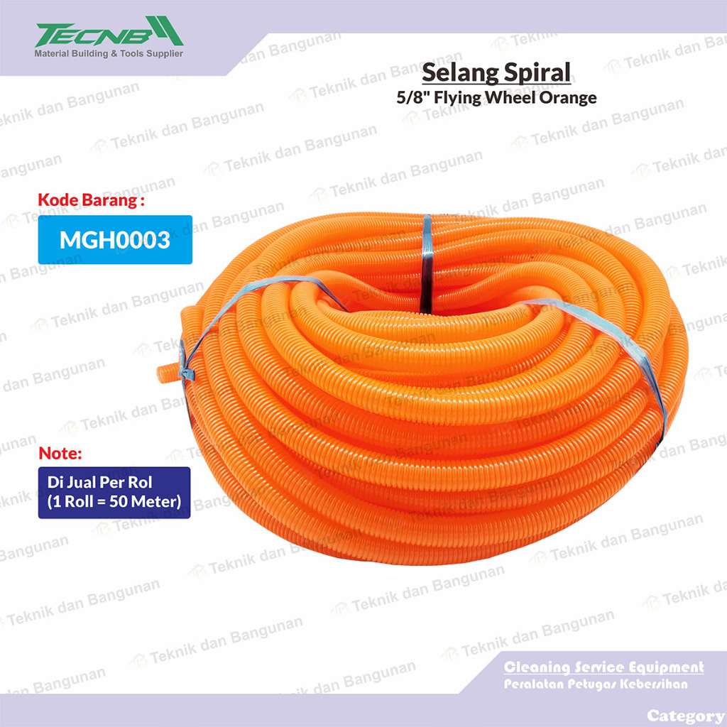 Jual Selang Air Spiral Orange Flying Wheel Ukuran 5/8" per Rol Roll ...