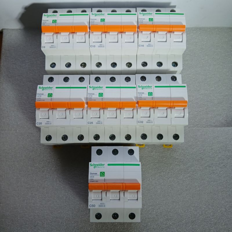 Jual Mcb domae schneider 3 phase 6A/10A/16A/20A/25A/32A/40A/50A | Shopee Indonesia