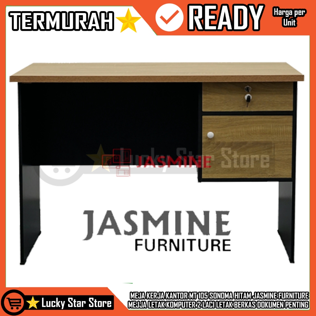 Jual [Instant] MEJA KERJA KANTOR MT 105 SONOMA HITAM JASMINE FURNITURE ...