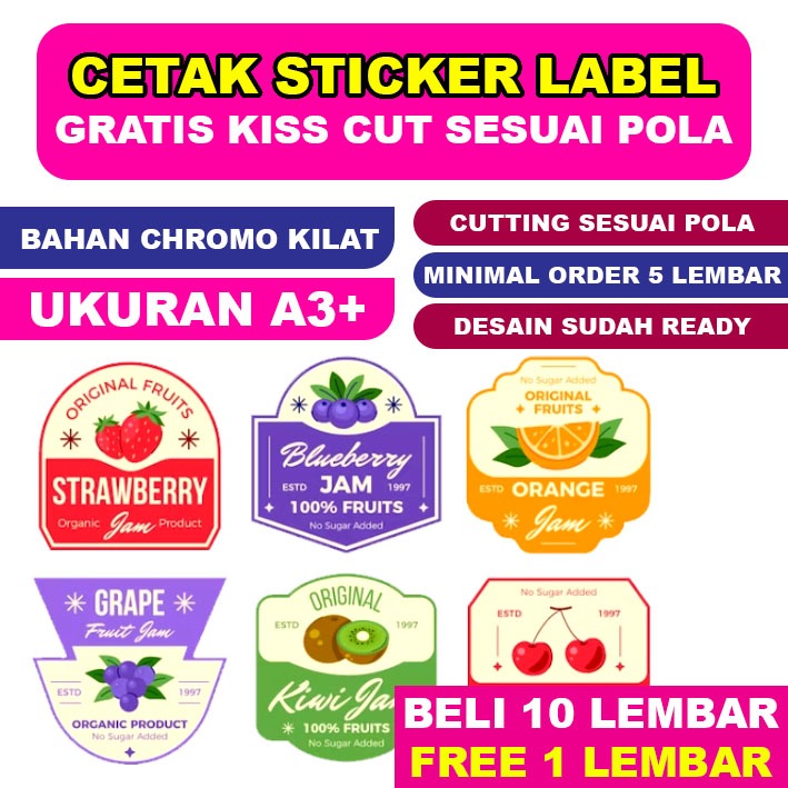 Jual CETAK STICKER LABEL KEMASAN BAHAN CHROMO | Shopee Indonesia