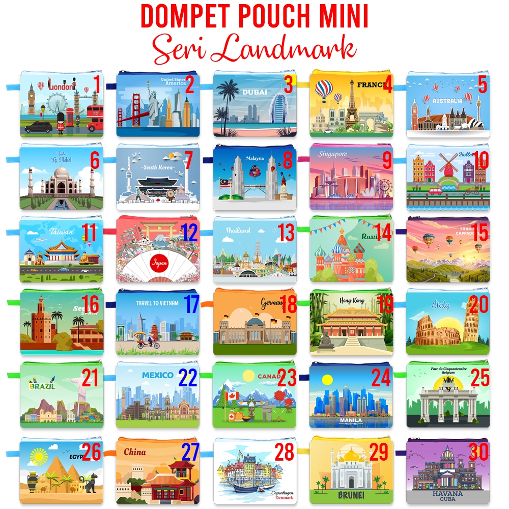 Jual PGE Dompet Mini Pouch Seri Landmark Berbagai Negara Souvenir ...