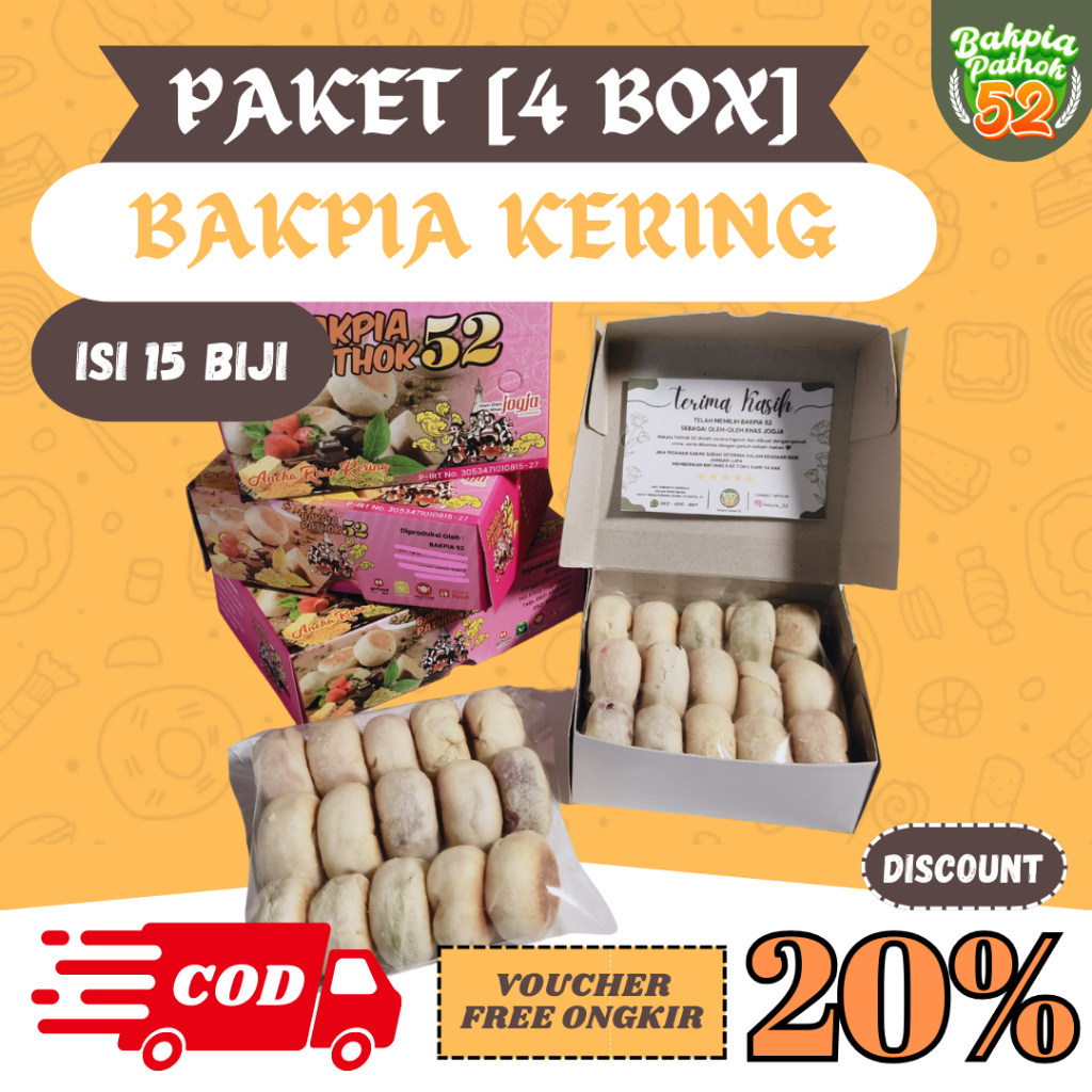 Jual PAKET [4 BOX] BAKPIA KERING ISI 15 BIJI | Shopee Indonesia