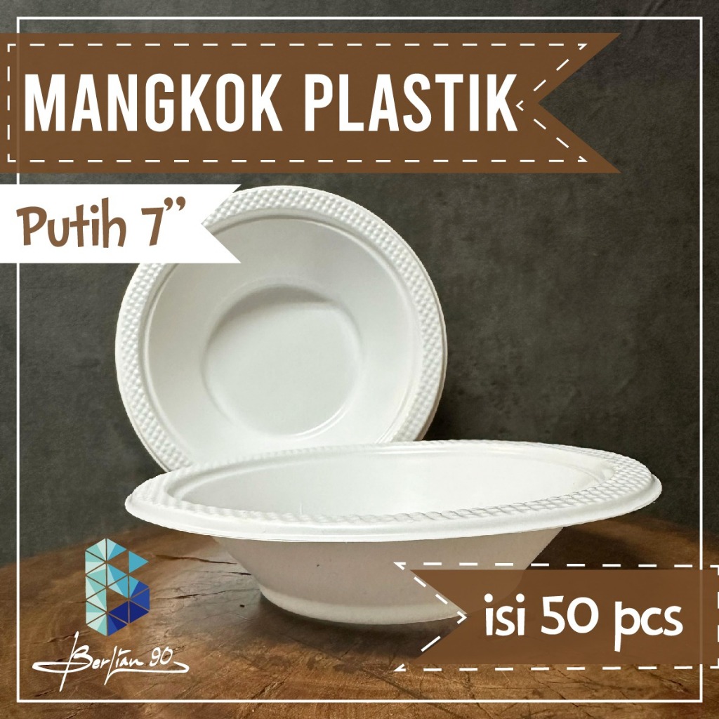 Jual Mangkok Plastik Mika Putih Susu ISI 50PCS Sekali Pakai / Mangkok ...