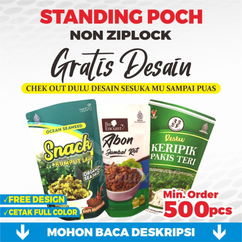 Jual Cetak kemasan costum model standing pouch 500 pcs | Shopee Indonesia