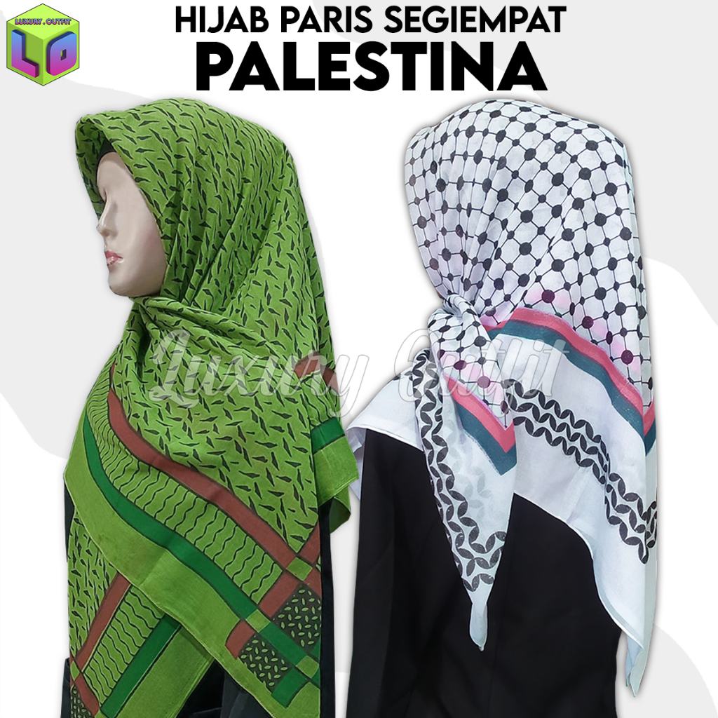Jual Kerudung Palestina Segi empat Jilbab Segiempat Wanita Motif ...
