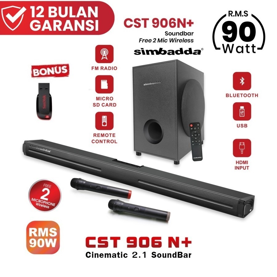 Jual Simbadda CST 906N+ Soundbar TV Wireless Bluetooth Home Theater ...