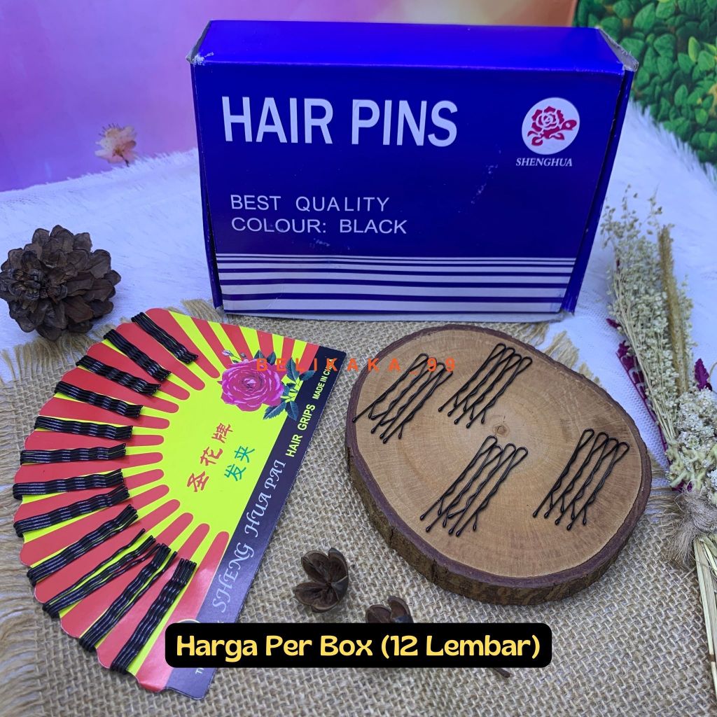 Jual (1 BOX ISI 12 LEMBAR) JEPIT RAMBUT LIDI KIPAS HITAM KECIL (4 CM ...