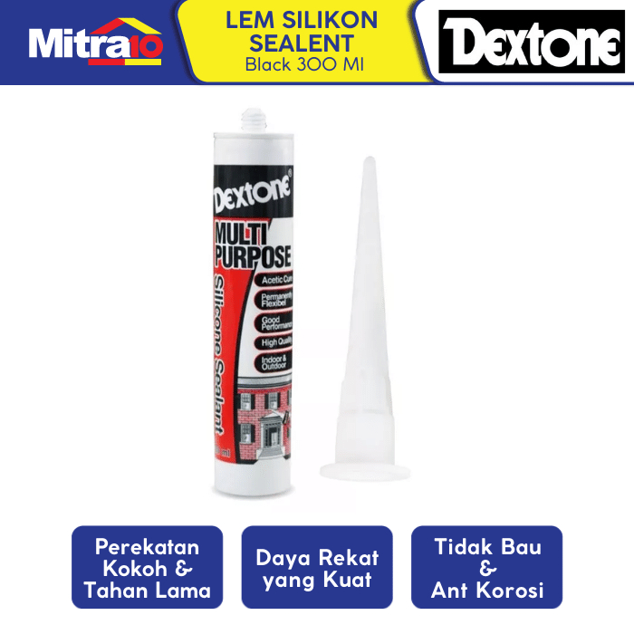 Jual Dextone Lem Silicone Sealent Tabung Black 300 Ml | Shopee Indonesia