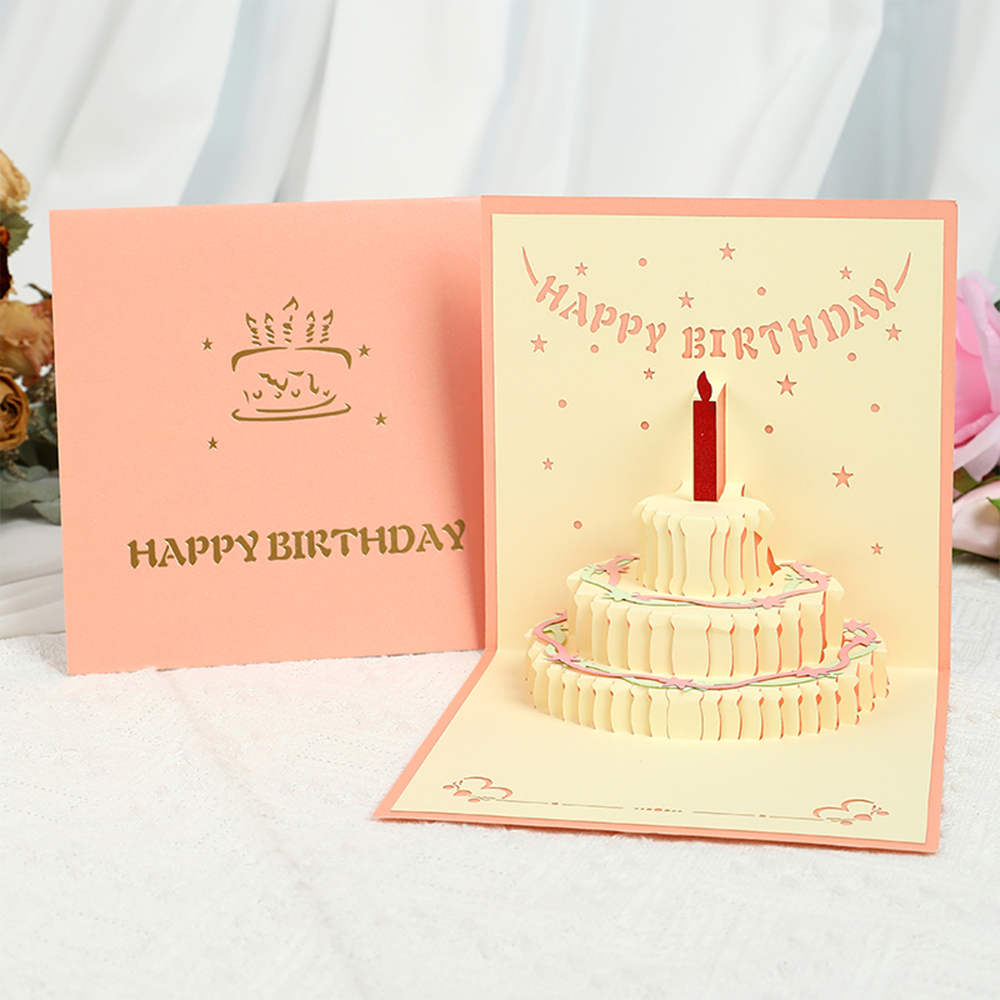 Jual Kartu Ucapan Pop Up 3D Bentuk Kue Ulang Tahun/Greeting Card/Gift ...