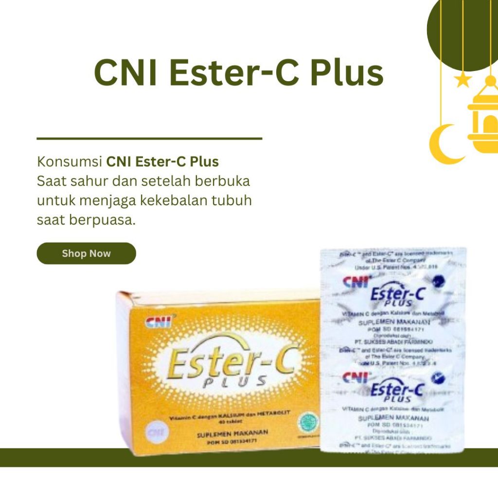 Jual CNI Ester-C Plus 40 Tablet | Multivitamin Tubuh Aman Untuk Puasa ...