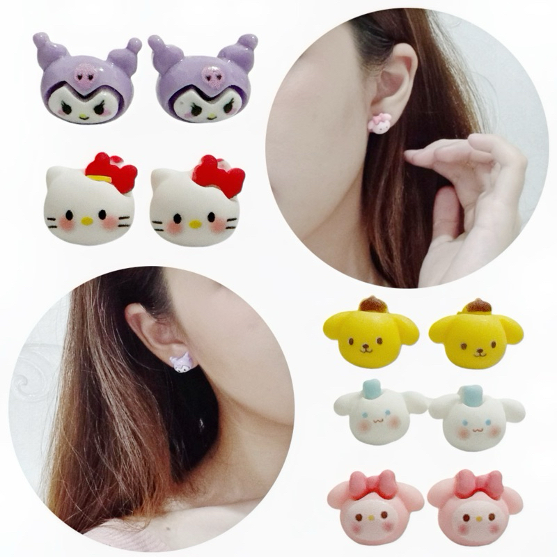 Jual Anting Tusuk Karakter Mini Sanrio Hello Kitty Kuromi Melody Purin ...