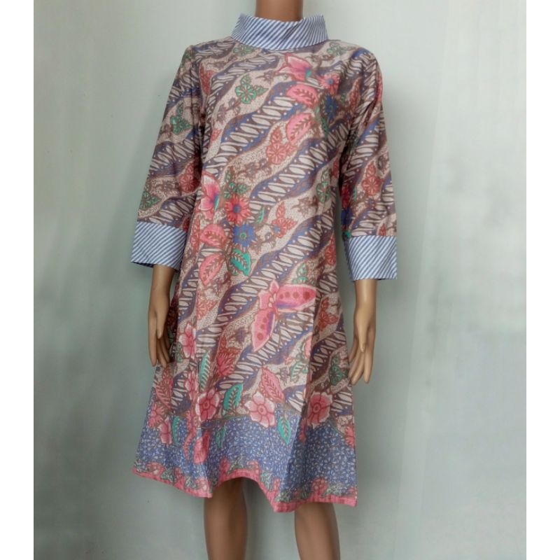 Jual Tunik Batik soft blue Marikatiq Makassar | Shopee Indonesia