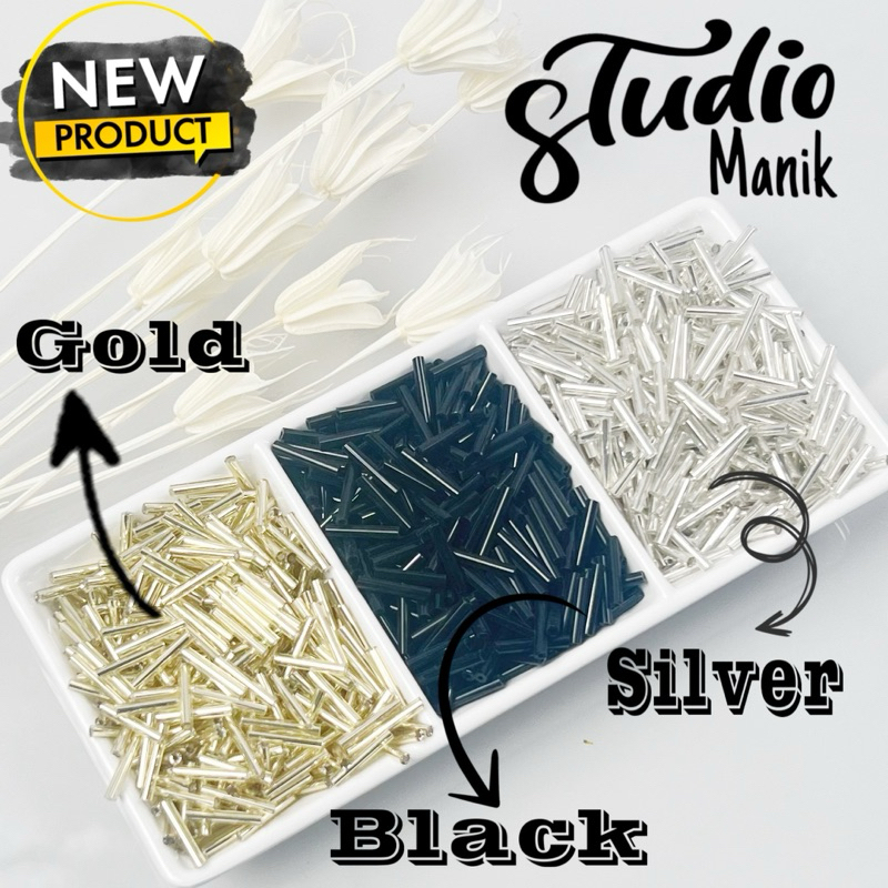 Jual Manik Payet Bambu Black Gold Dan Silver Size 1.5cm (15gr) | Shopee ...