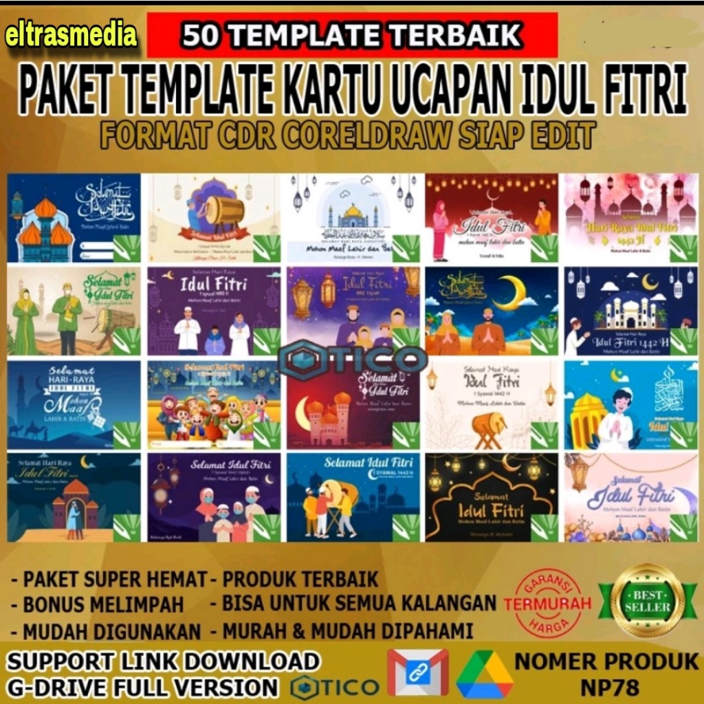Jual Paket Template Kartu Ucapan Lebaran Idul Fitri CDR terkini Update ...