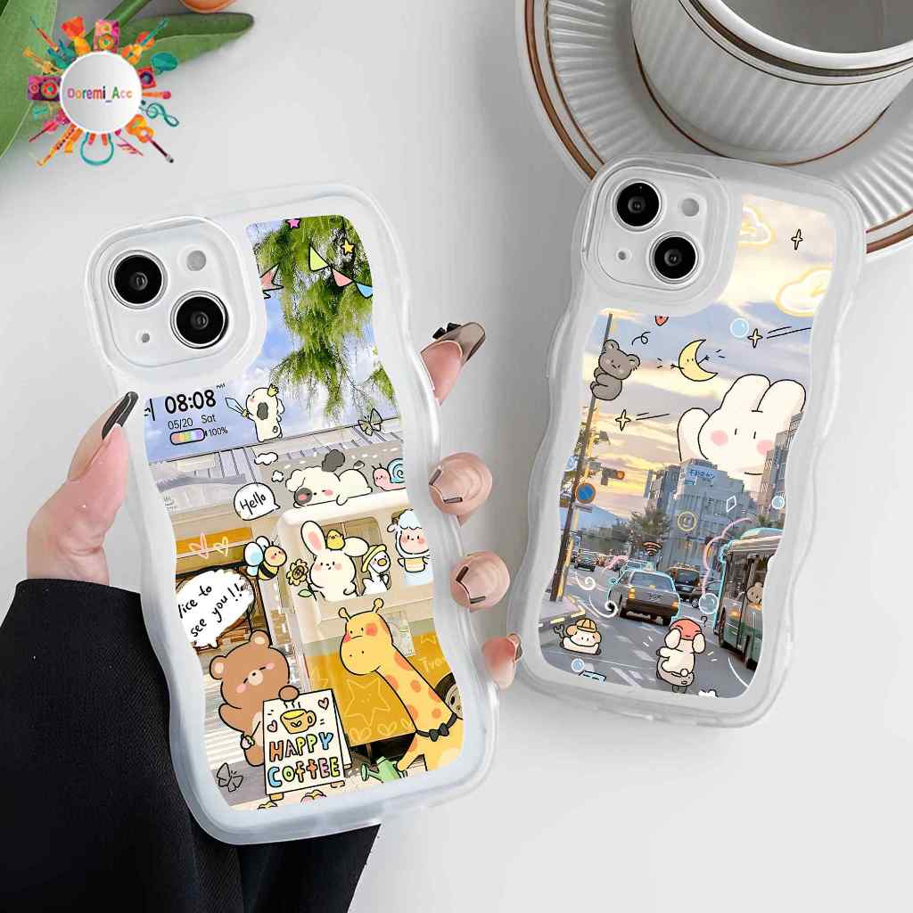 Jual Softcase Case Casing Gelombang Bening Custom Cute Kartun Untuk