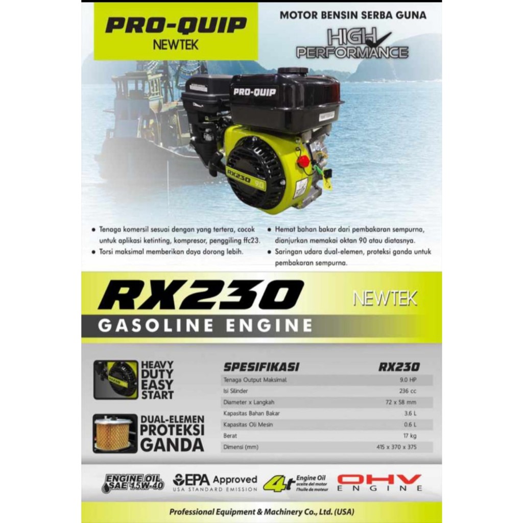 Jual Proquip Mesin Penggerak Bensin 9 HP RX 230 Gasoline Engine RX230 ...