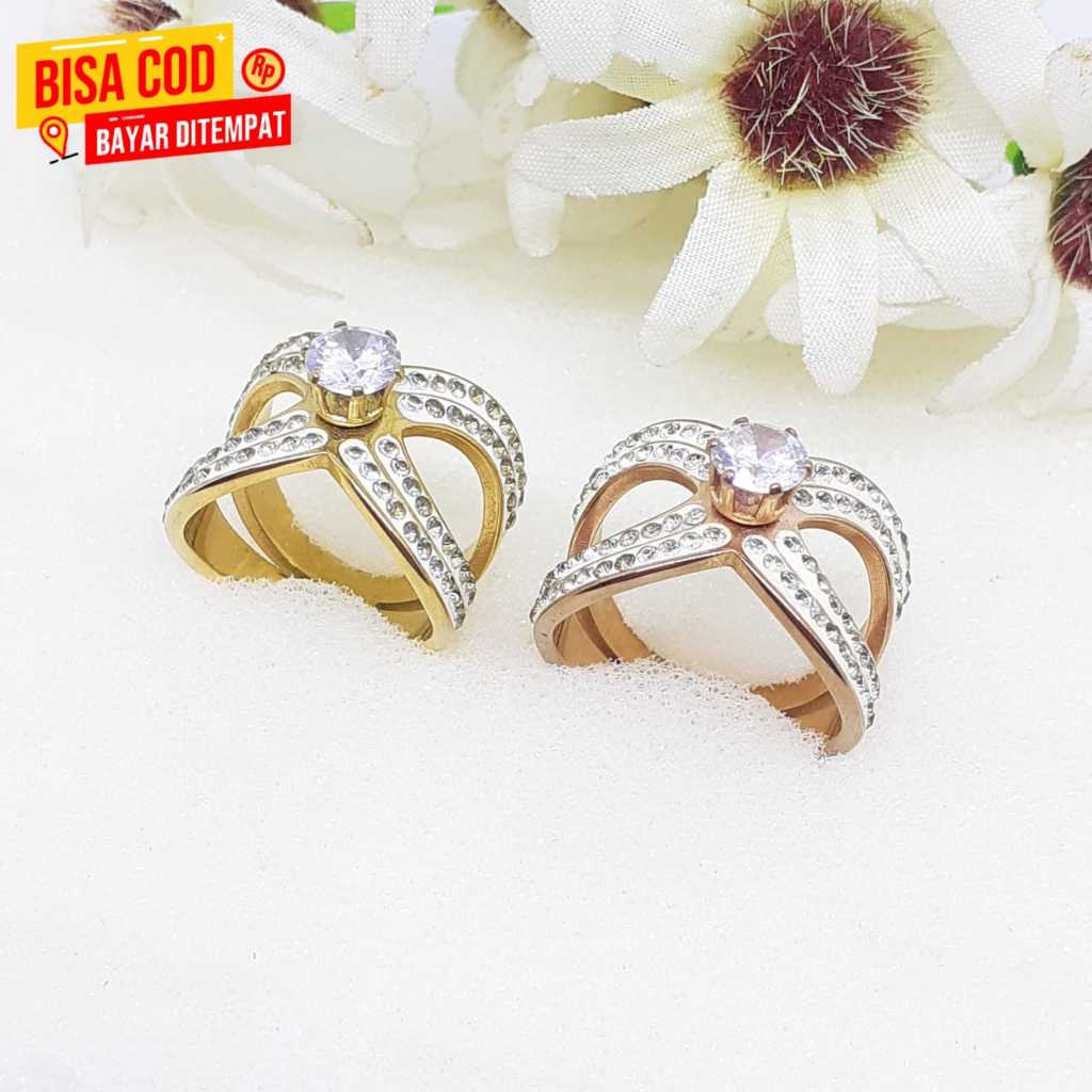 Jual mytitanium-cincin titanium lapis emas cantik wanita dewasa ...