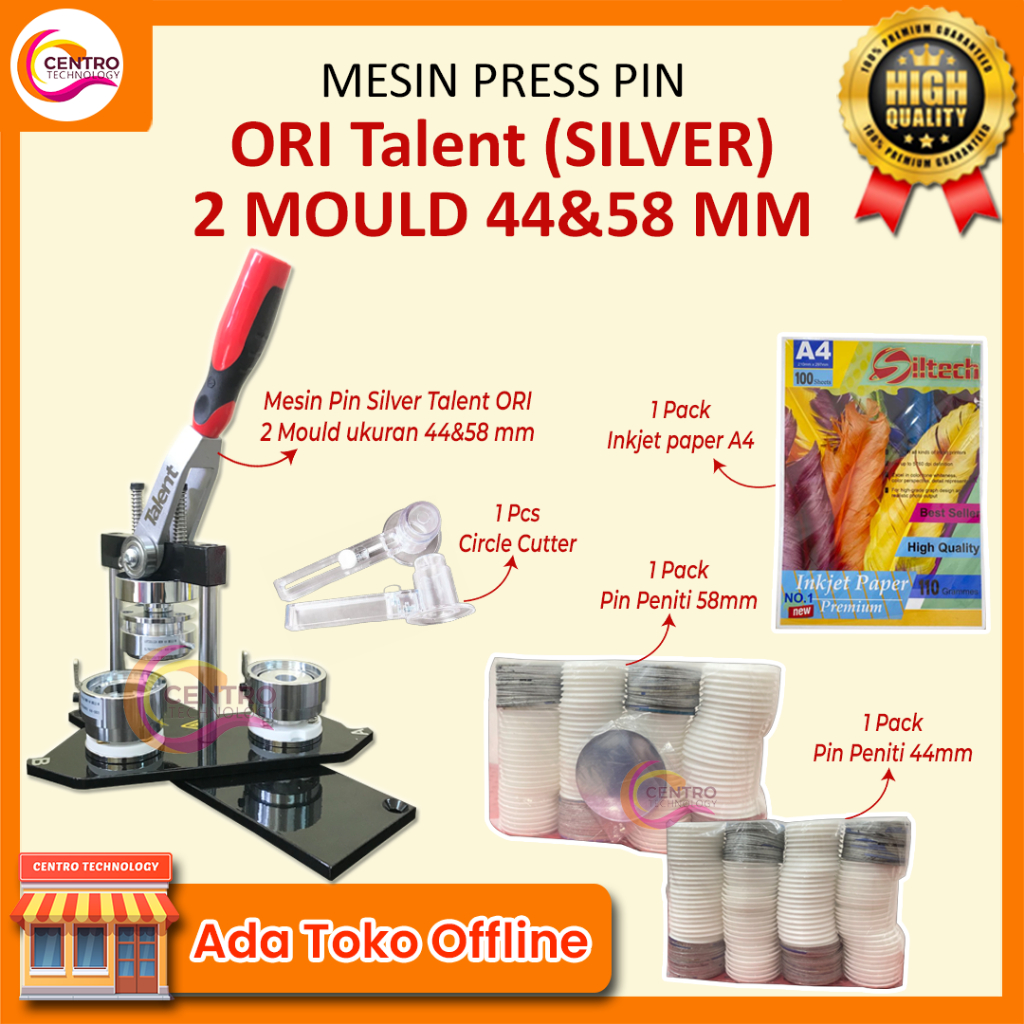 Jual Paket Usaha Mesin Press Pin RED Talent Ori 2 Moulding (44 & 58 MM ...