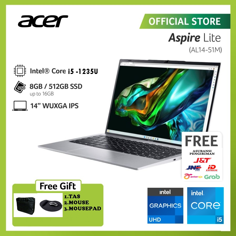Jual LAPTOP ACER ASPIRE LITE AL14-51M i5 1235U 8GB 512SSD 14.0FHD IPS | Shopee Indonesia