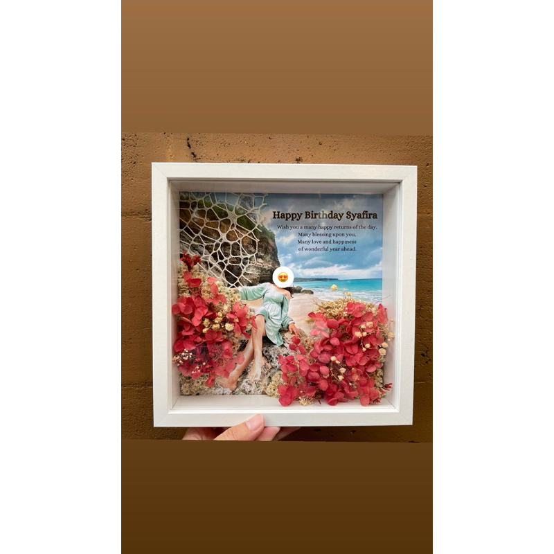 Jual Flower Frame 3D Figura Rustic Bunga Kering Hadiah Ulang Tahun ...