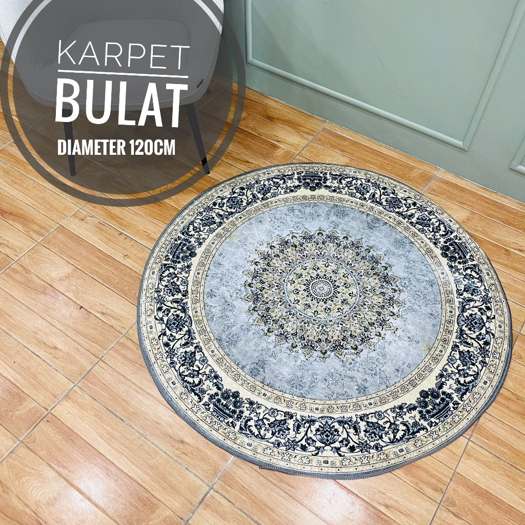 Jual Karpet Lantai Bulat Aesthetic Ruang Tamu Diameter 100 CM Minimalis ...