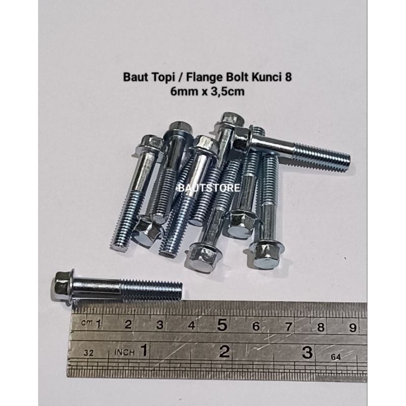 Jual Baut Topi/Baut CVT/Baut Flange Bolt 10/M6 x 3,5cm Kunci 8 (Paket ...