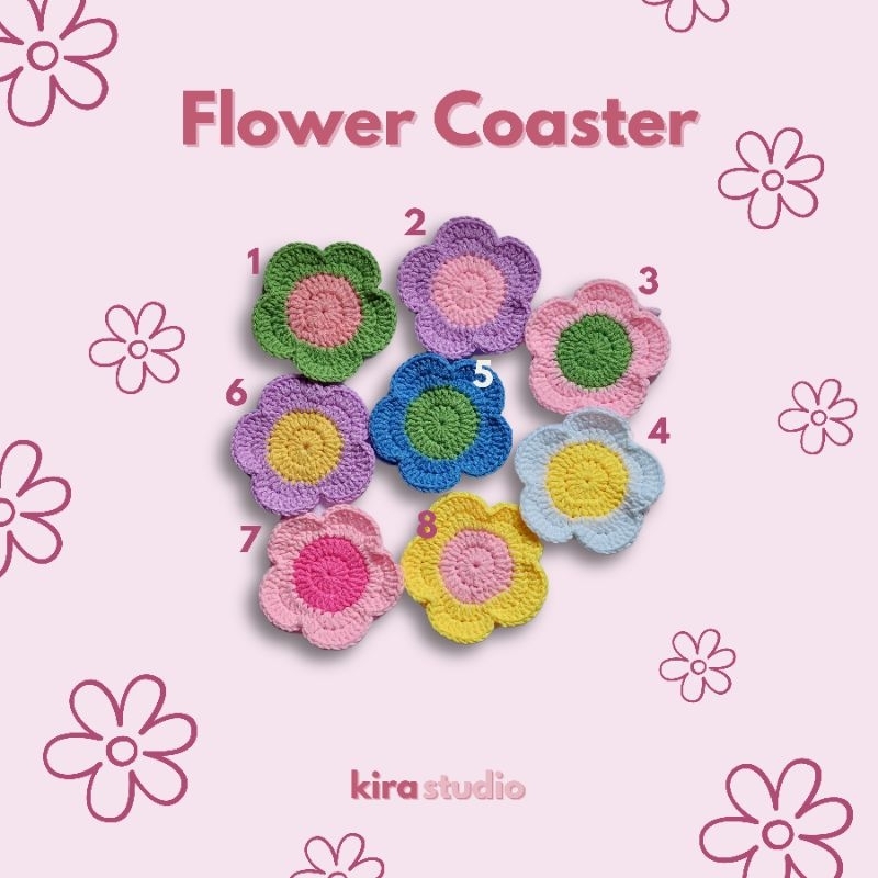 Jual flower coaster crochet | tatakan bunga crochet • Kira Studio ...