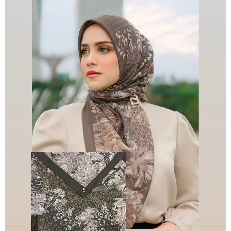 Jual jilbab segiempat hijab segi empat motif Voal buttonscarves | Shopee Indonesia