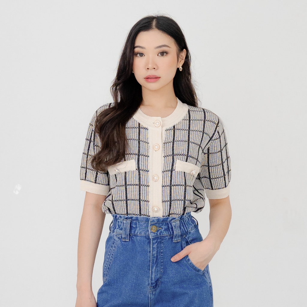 Jual Foxquinn LEA TWEED KNIT TOP / Blouse Wanita | Shopee Indonesia