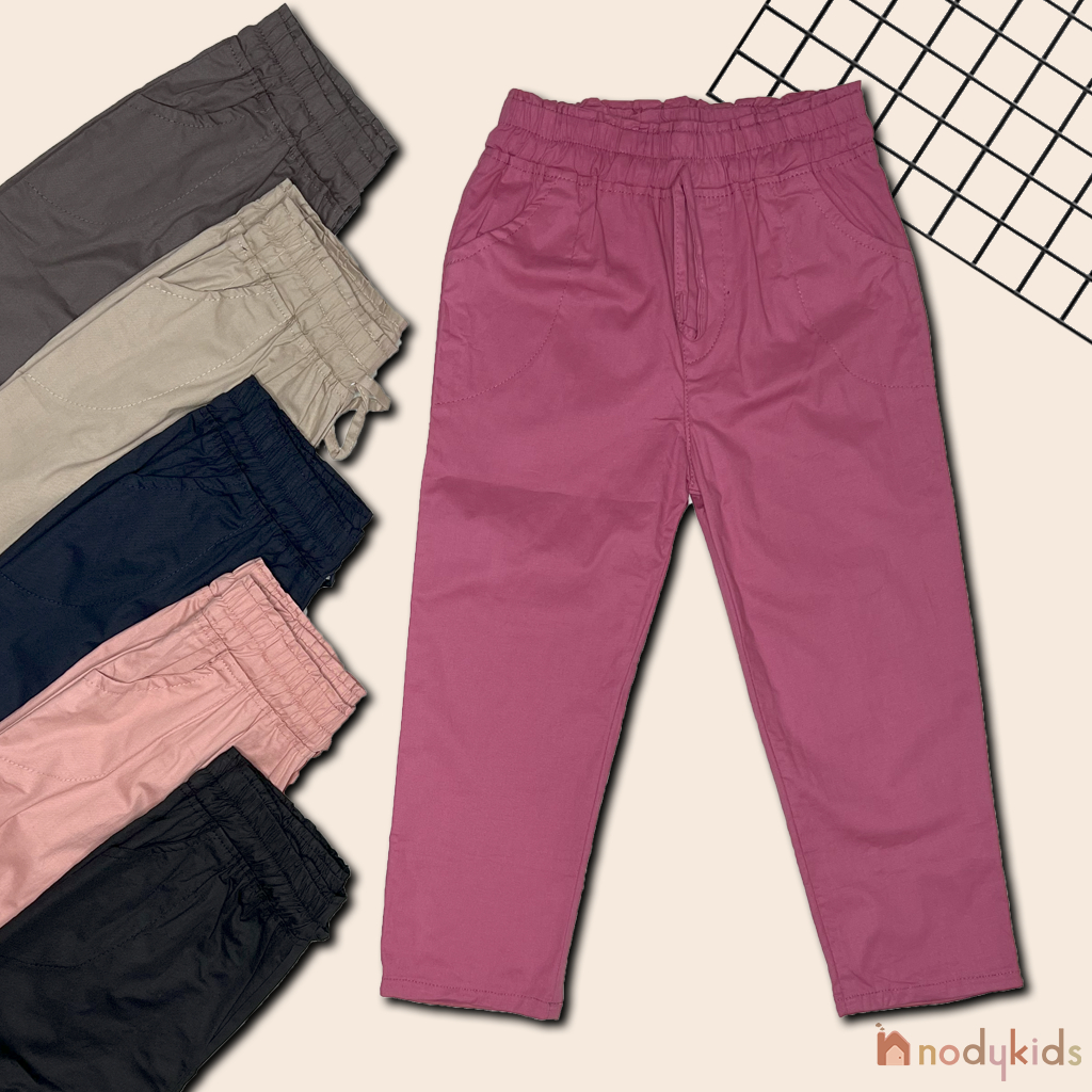 Jual Celana Panjang Anak Perempuan Polos Bahan Katun Stretch Usia 5-10 Tahun Baggy Pants Anak ...