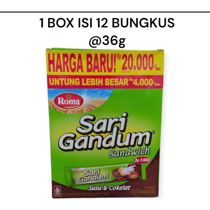 Jual Roma Sari Gandum Sandwich Rp2.000 1 Box Isi 12 Bungkus @36g ...