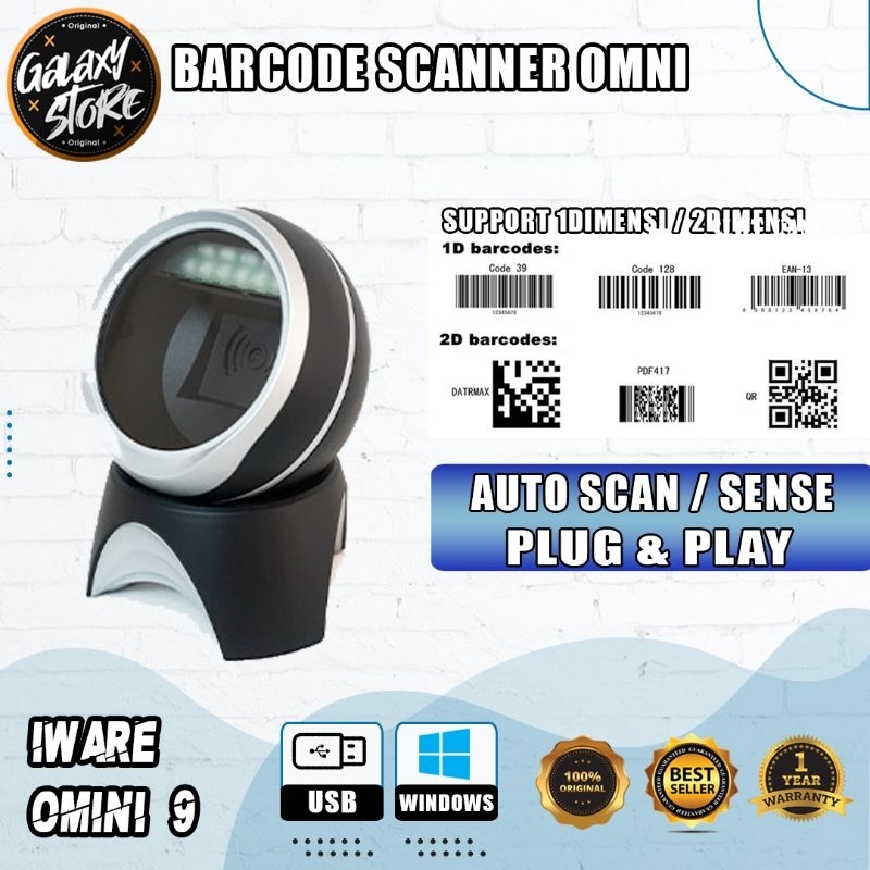 Jual OMINI BARCODE SCANNER DUDUK 1D / 2D AUTO SCAN IWARE OMINI 9 USB ...