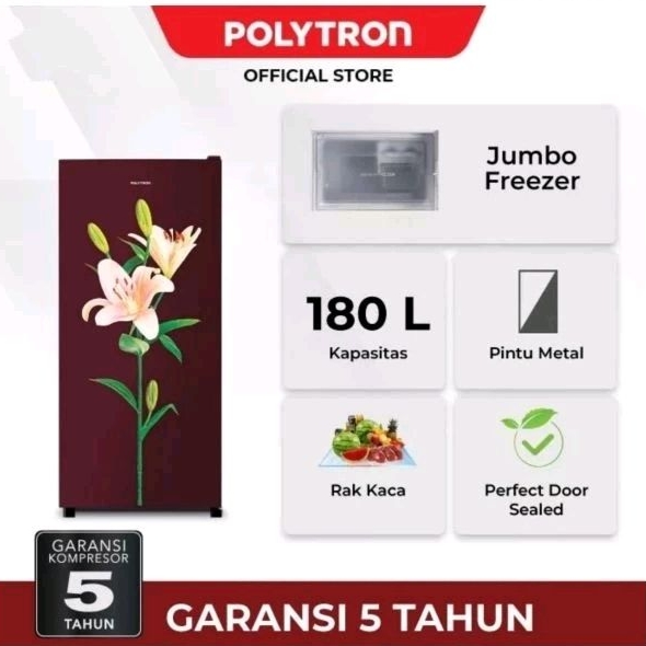 Jual POLYTRON KULKAS 1 PINTU 180 Liter PRB 187 PR LB | Shopee Indonesia