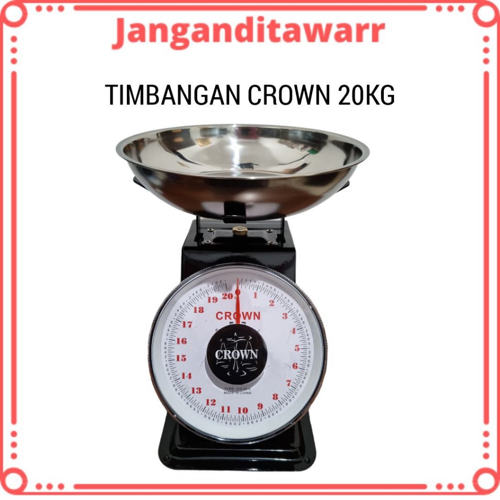 Jual Timbangan CROWN 20 kg Besi Stainless Jarum Analog Manual Duduk Sembako Telor Kue Tepung ...