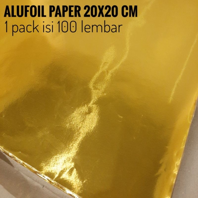 Jual Alufoil paper Gold ukuran 20x20 cm 100 lembar | Shopee Indonesia