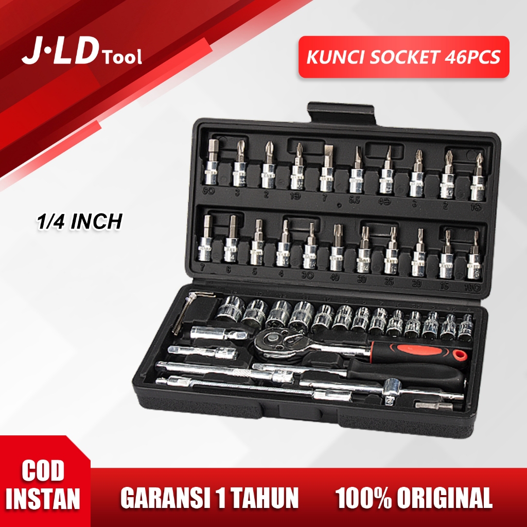 Jual JLD Kunci Socket 46pcs kunci sok 1 set komplit murah 1/4INCH ...