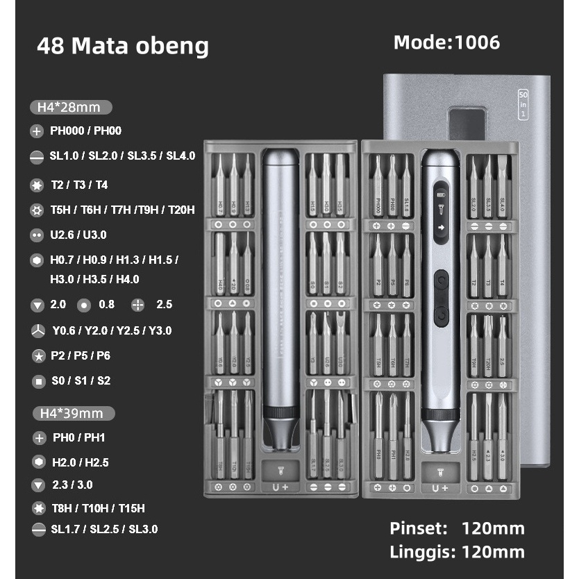 Jual Obeng Elektrik 50 In 1 set komplit Obeng Kecil Obeng Listrik Obeng ...