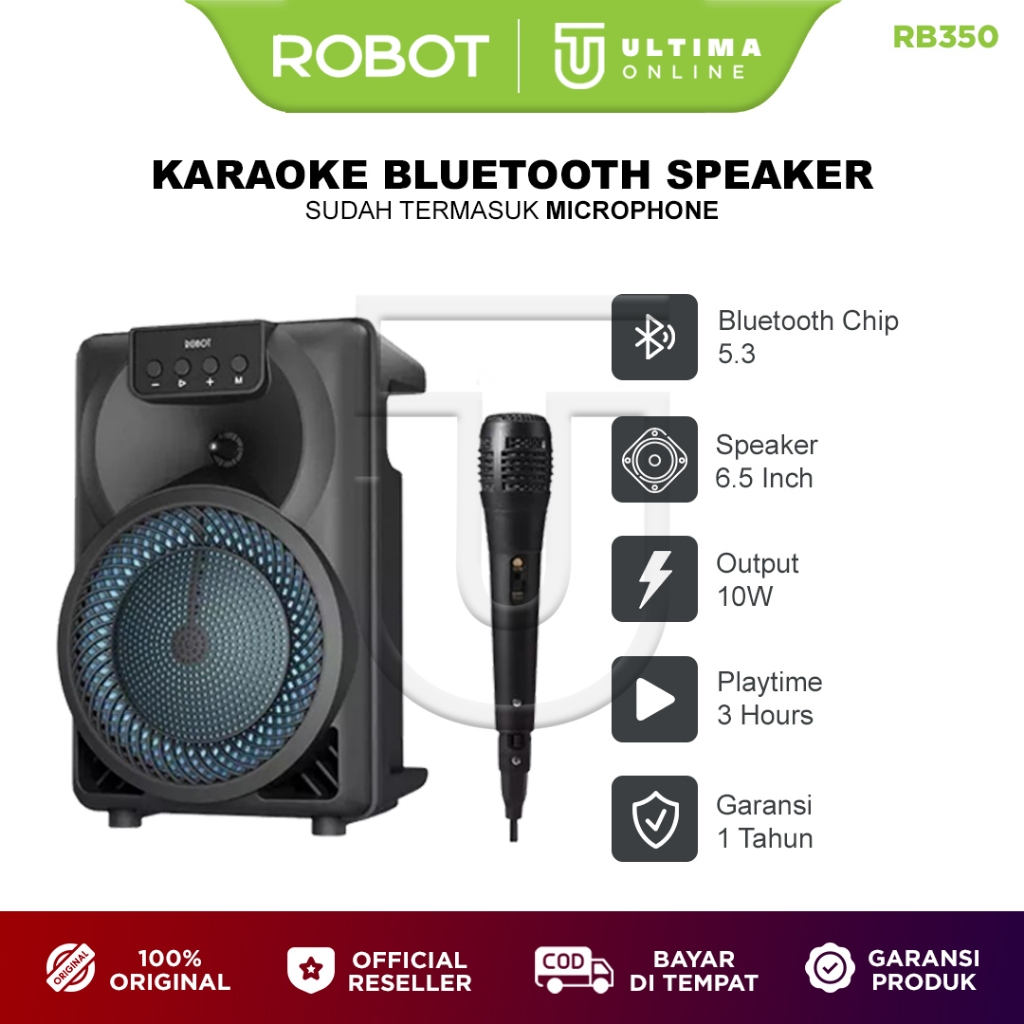 Jual Robot Speaker Karaoke Bluetooth Portable Bass Mic Music Box Rb350 Shopee Indonesia