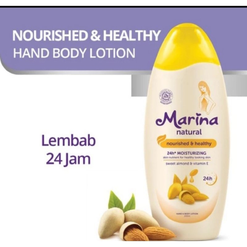 Jual Marina Natural Hand body Lotion Noutrish & Healthy 350 ml | Shopee Indonesia