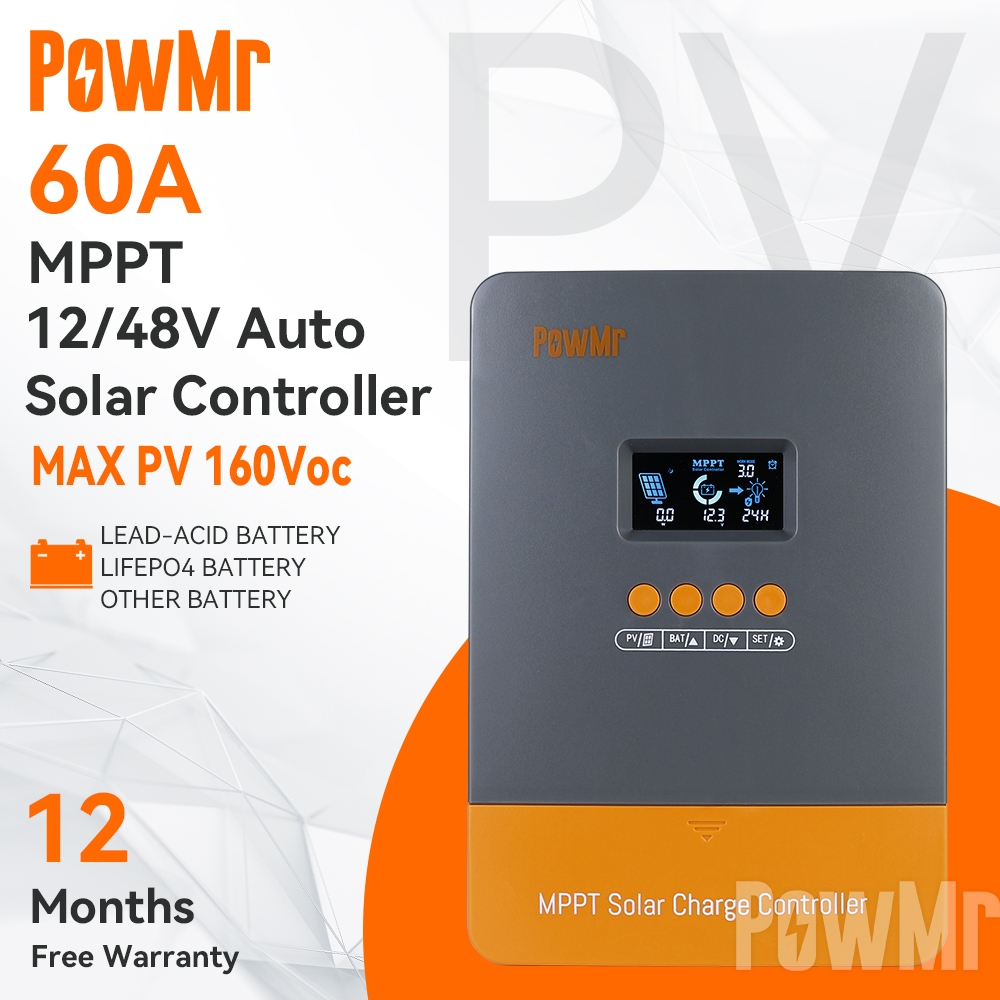 Jual PowMr MPPT 60A Pengendali Pengisi Daya Surya 12V 24V 36V 48V dengan Regulator LCD Lampu ...