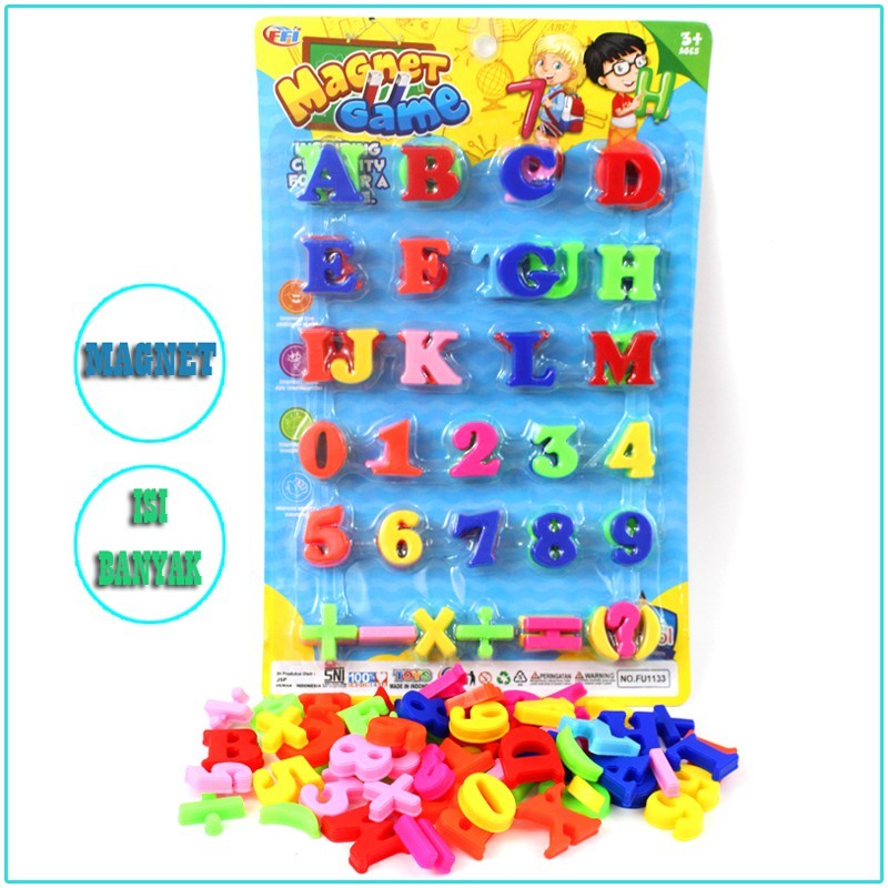 Jual MAINAN EDUKASI ANAK HURUF ABC ANGKA 123 MAGNET GAME FU1133 PUZZLE ...