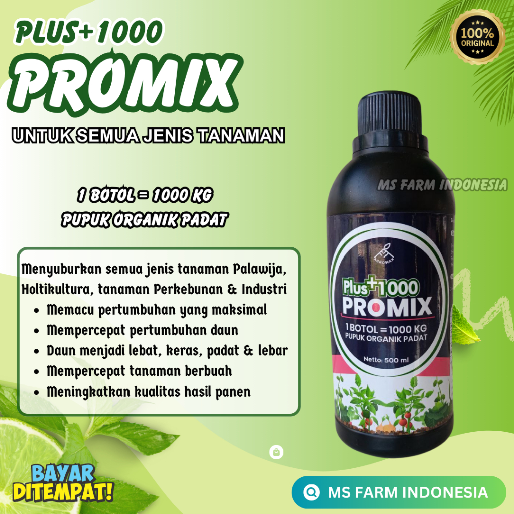 Jual PROMIX PLUS 1000 PUPUK cair yang setara dengan 1000 kg pupuk ...