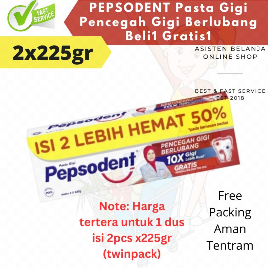 Jual Twin pack Pepsodent 225gr isi 2 White Pasta Gigi Dewasa Pencegah ...