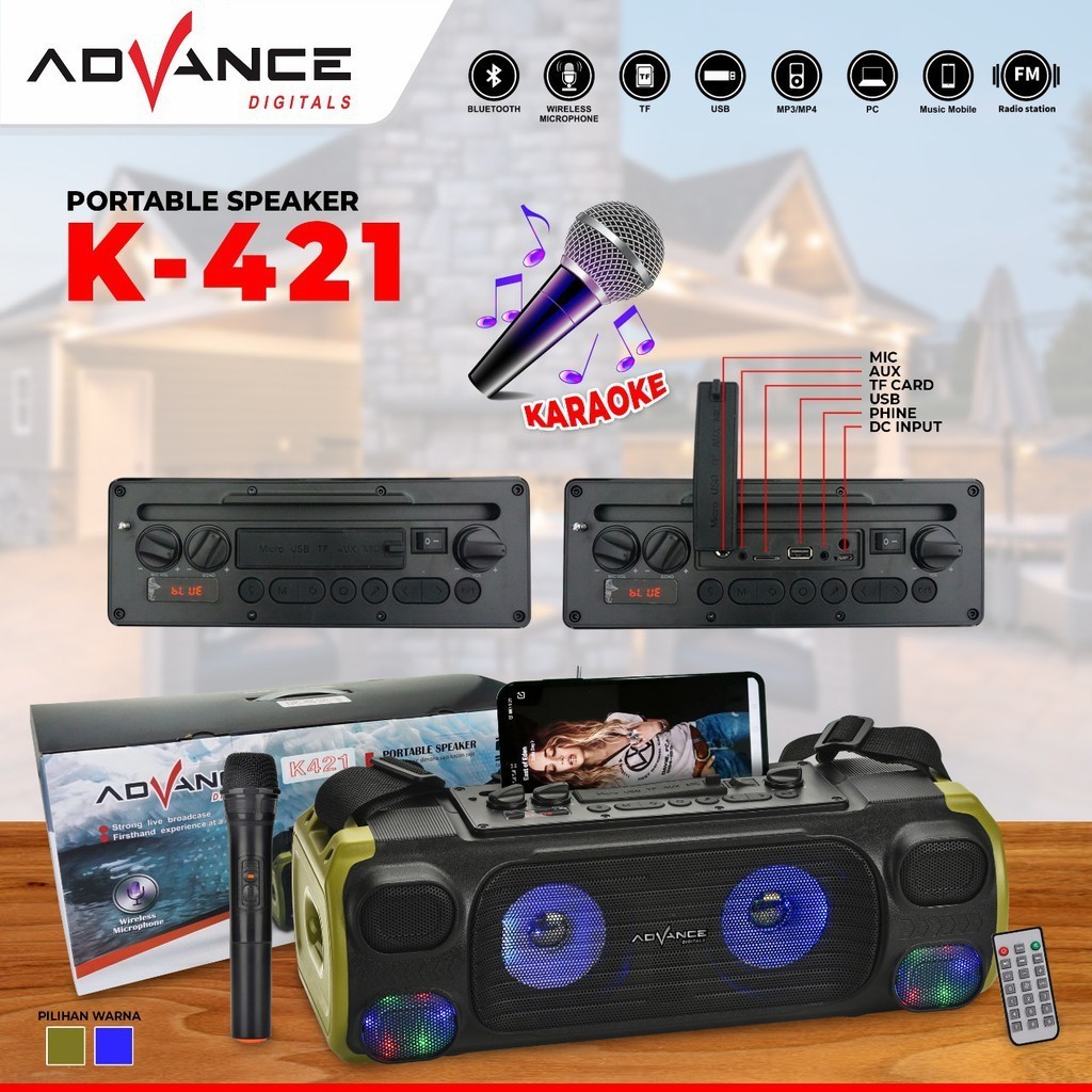 Jual Speaker Advance K421 Bluetooth Portable 4 inch karaoke mic wireless FREE MASKER CCARE ...