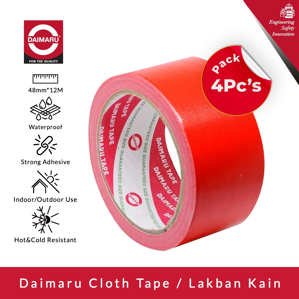 Jual [Dapat 4pcs] Daimaru Cloth Tape Merah 48mm x 12m | Shopee Indonesia
