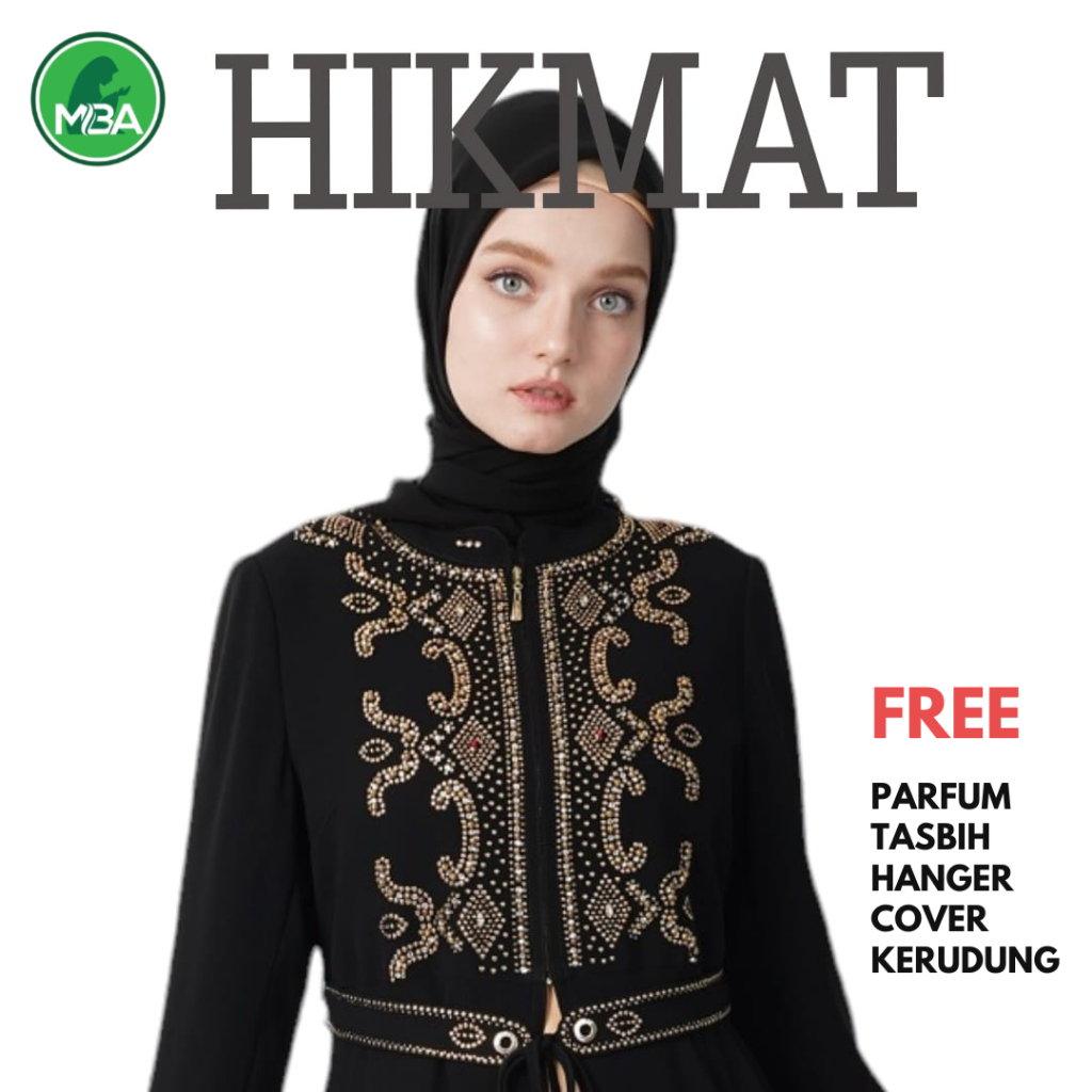Jual Hikmat Fashion Original Abaya Motif A3017 Black Terbaru Mewah dan Elegan | Shopee Indonesia
